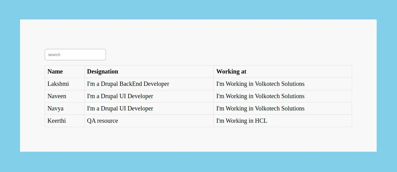 How To Implement Search Functionality For Table Data With Jquery